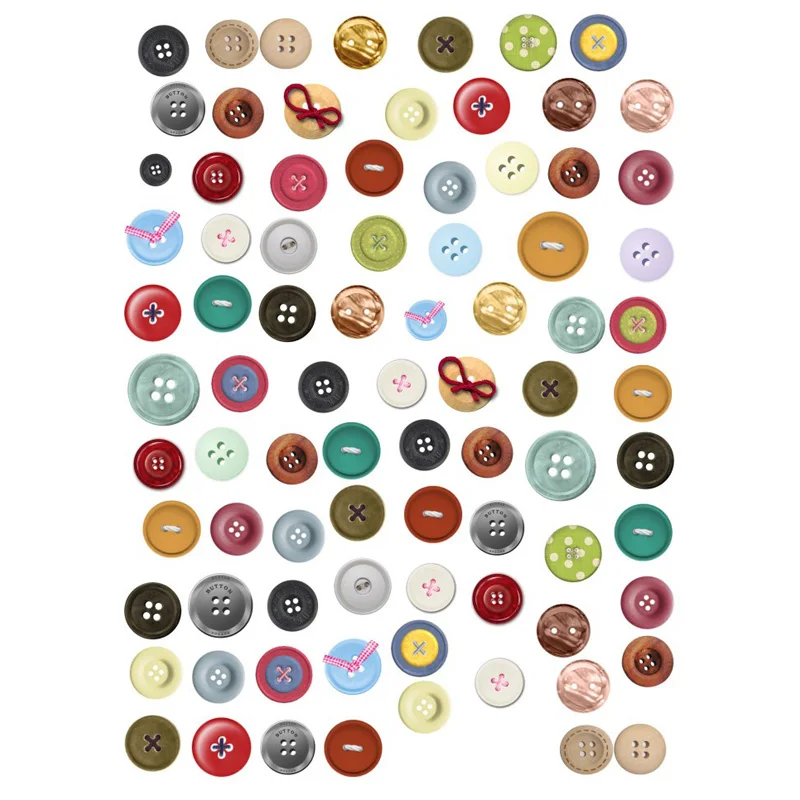 2 PCS Sewing Colorful Button DIY Uncut Decoration Scrapbook Stationery ...