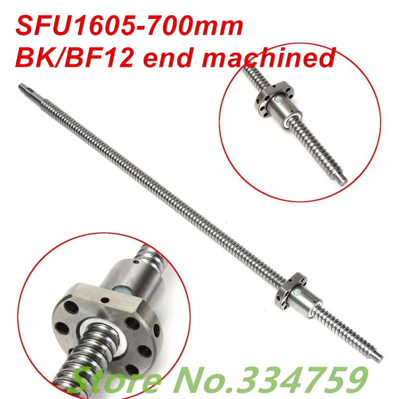 16mm 1605 Ball Screw Rolled C7 ballscrew SFU1605 700mm with one 1605 ...
