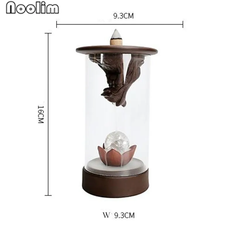 Led Dragon Incense burner Ceramic Waterfall LED Light Electric Incense ...