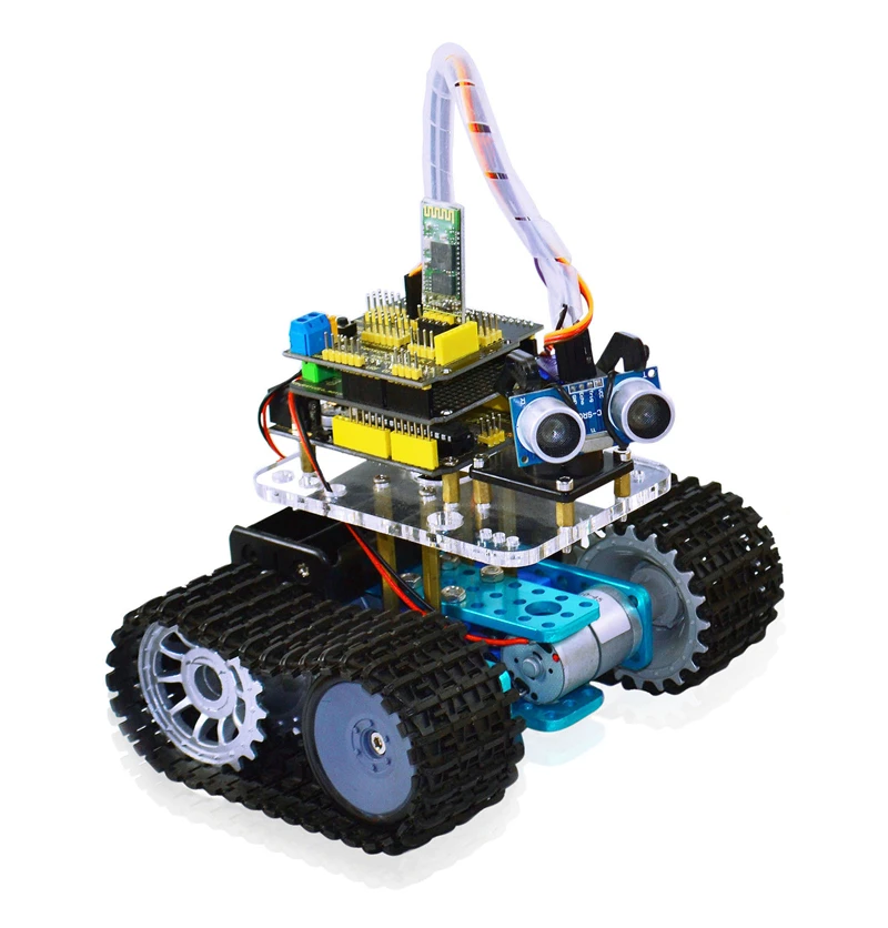 Bluetooth Ultrasonic Remote Control Tank DIY Smart Car Robot for ...