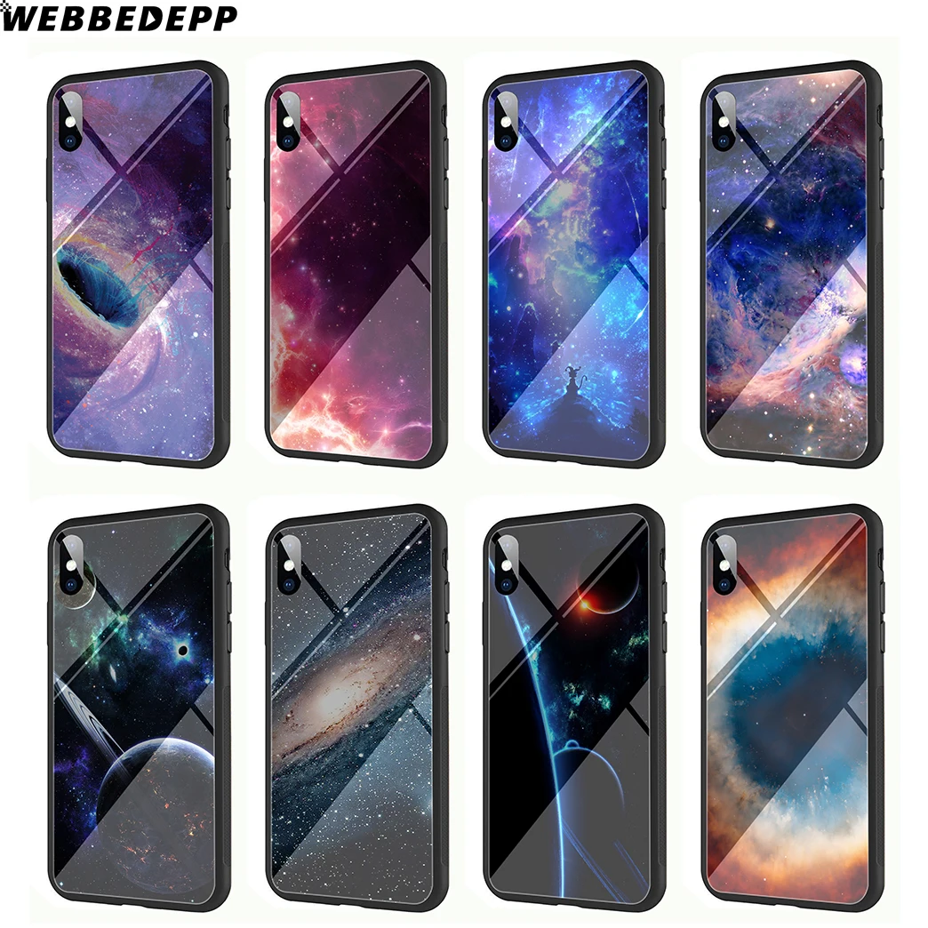 WEBBEDEPP Space Astronaut Sky Tempered Glass Phone Case for Apple ...