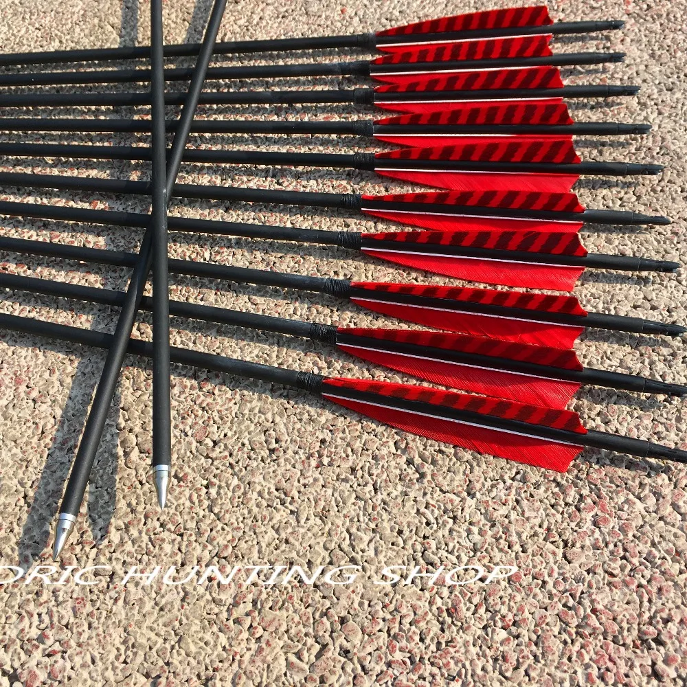 12PK-Handmade-Shield-Fletching-Shooting-Carbon-Arrow-Screw-Tip-For ...