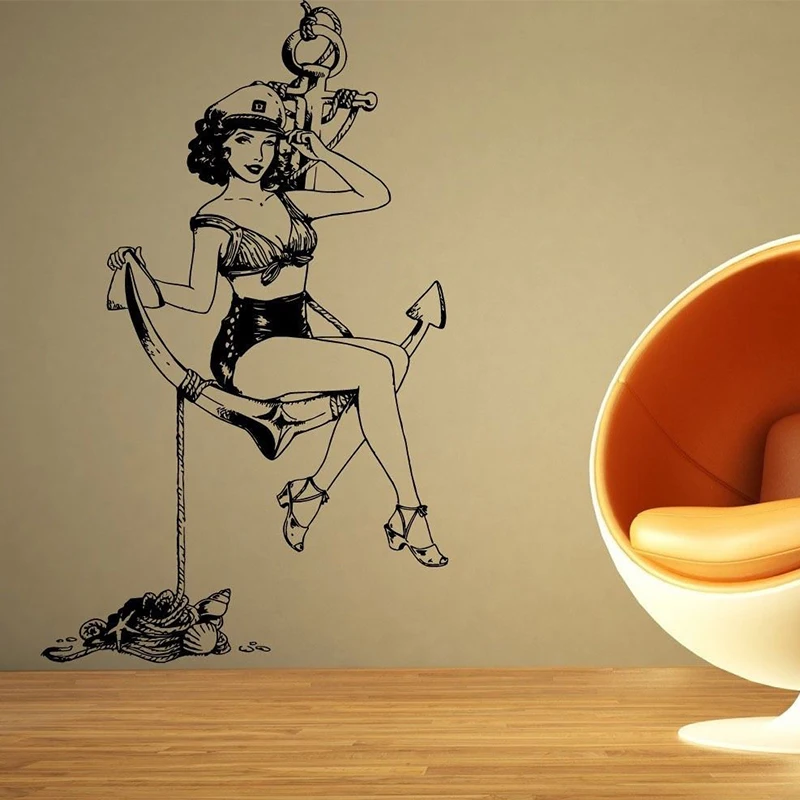 Wall Room Decor Art Vinyl Sticker Mural Decal Pin Up Navy Naval Girl Sexy In Wall Stickers From