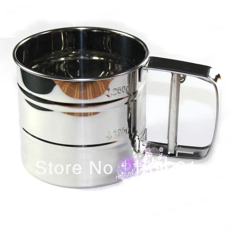 Baking tools stainless steel hand press type flour sieve screen mesh ...