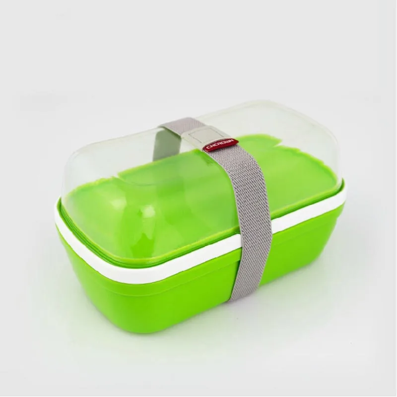 Portable Double Layer School Office Ourdoor Bento Box With Clear Lid ...