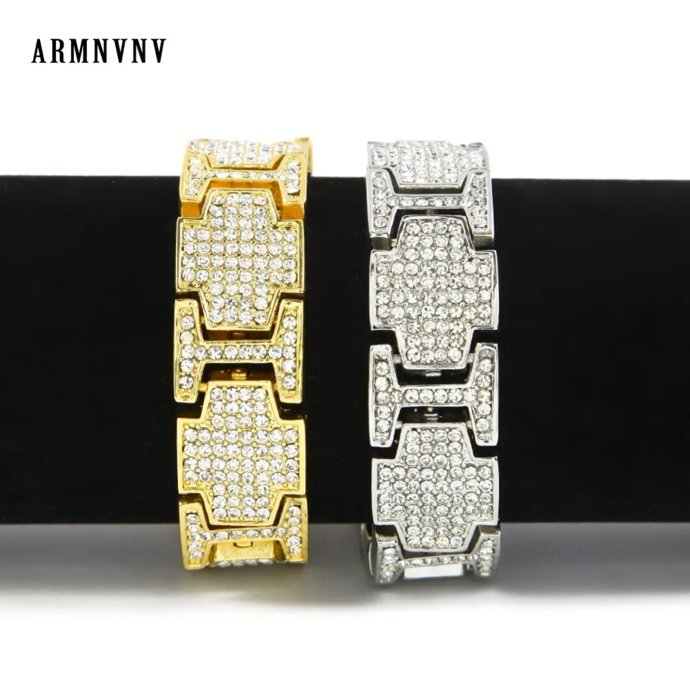 High Quality Rappers Style Hip Hop Bracelet Gold Silver Color Zinc ...