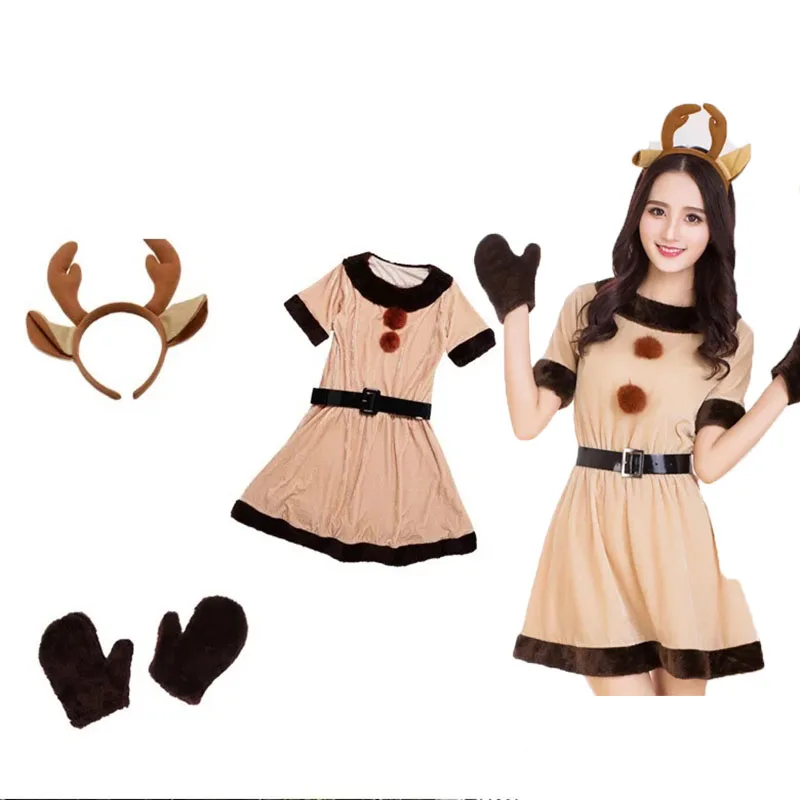 2017 Teen Girls Christmas Elk Costume Dress Anime Fancy Sweet Party
