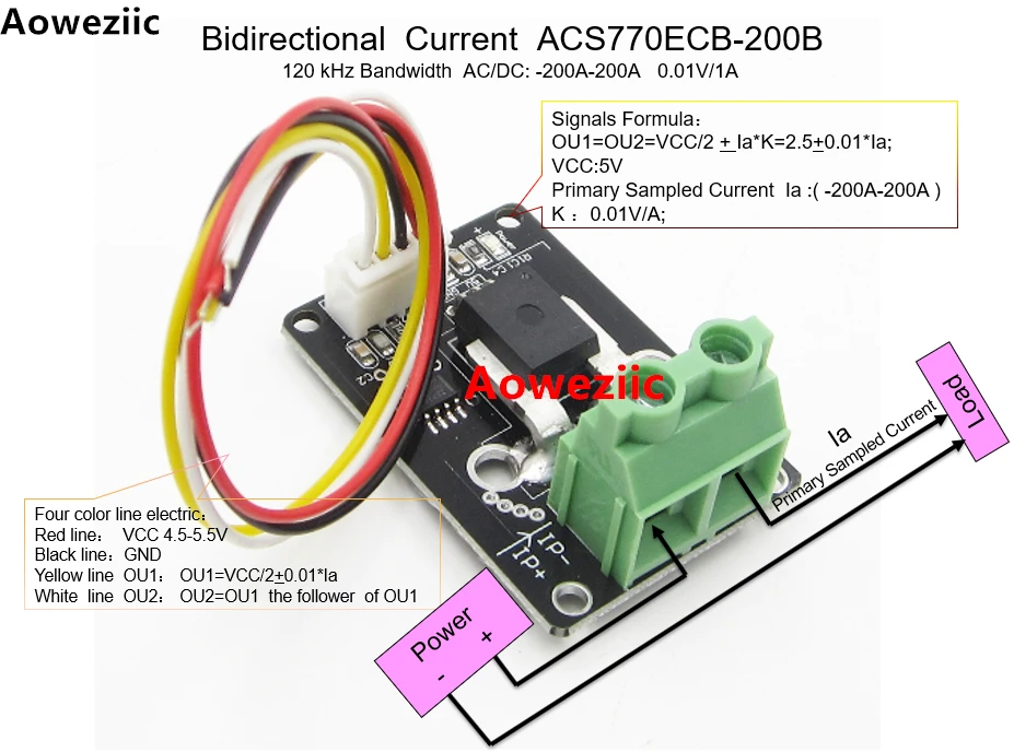 Aoweziic-Bidirectional-AC-DC-Current-Sensor-module-ACS770ECB-200B ...