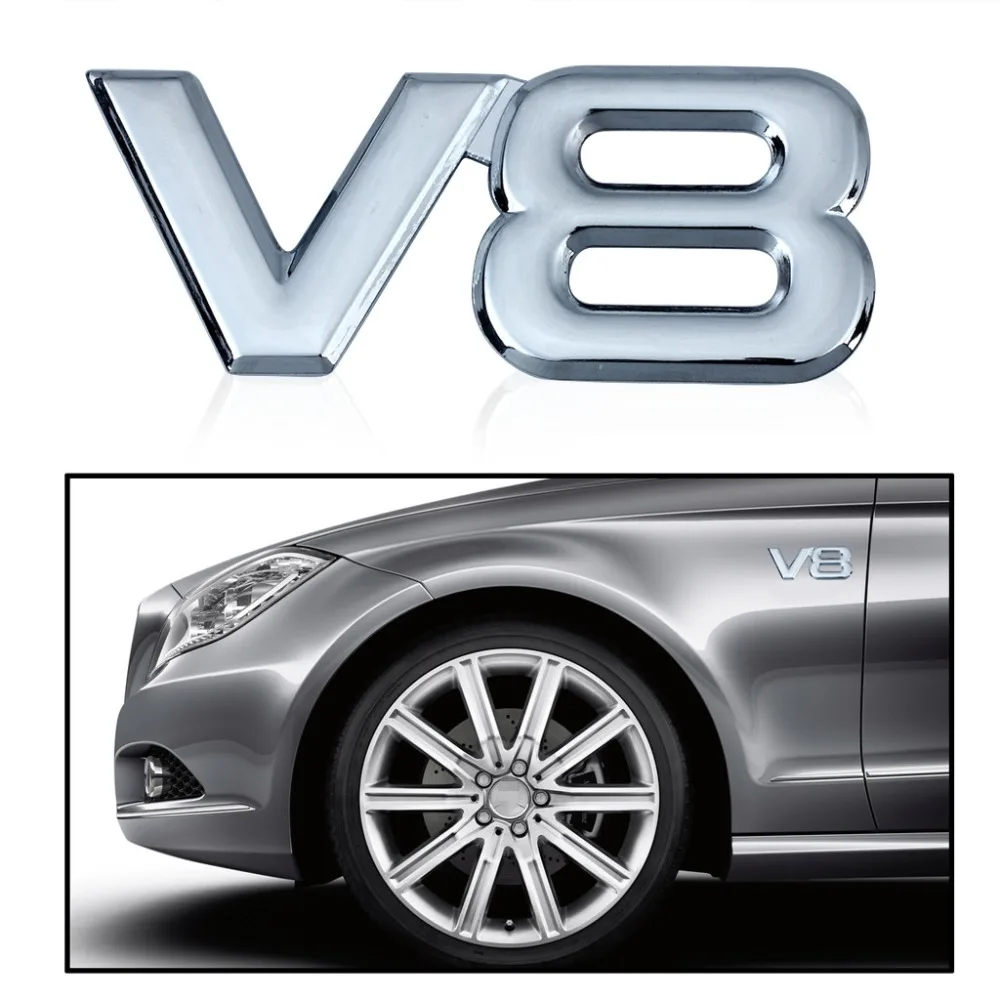 3D Metal Chrome V8 Car Sticker Logo Emblem Decal Badge Car Body Sticker ...