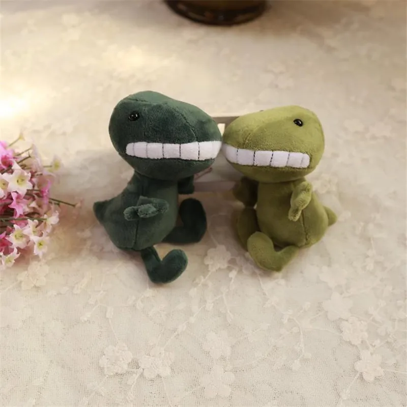 Cartoon big mouth dinosaur keychain Plush toys keychain ladies car bag ...