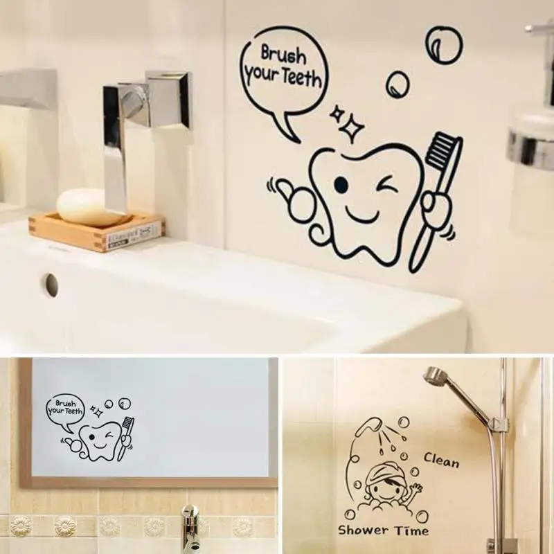 DIY Funny Bathroom Wall Sticker Glass Door Waterproof Wall Decals Cute ...