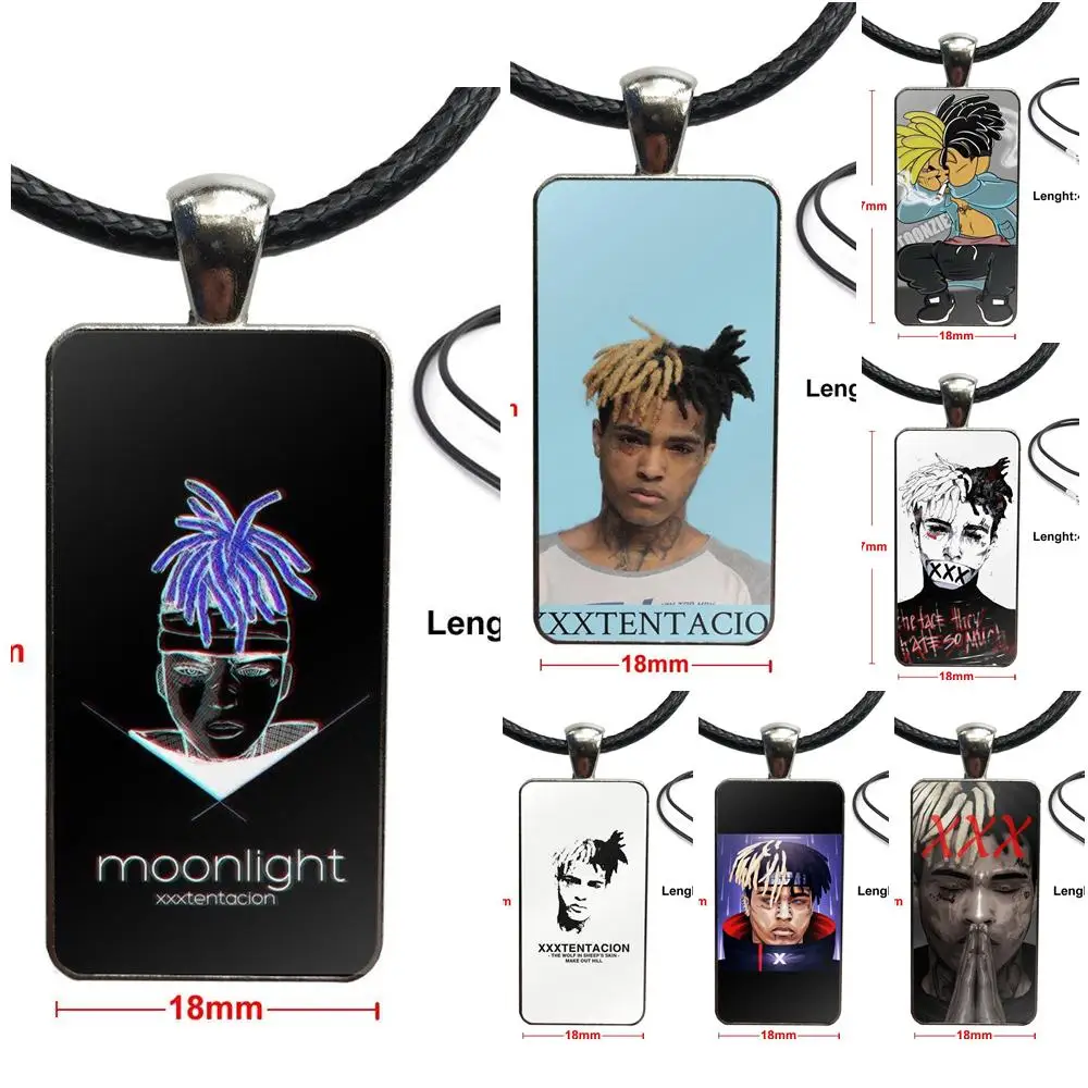 Hip Hop Xxxtentacion Glass Cabochon Choker Pendant Rectangle Necklace ...