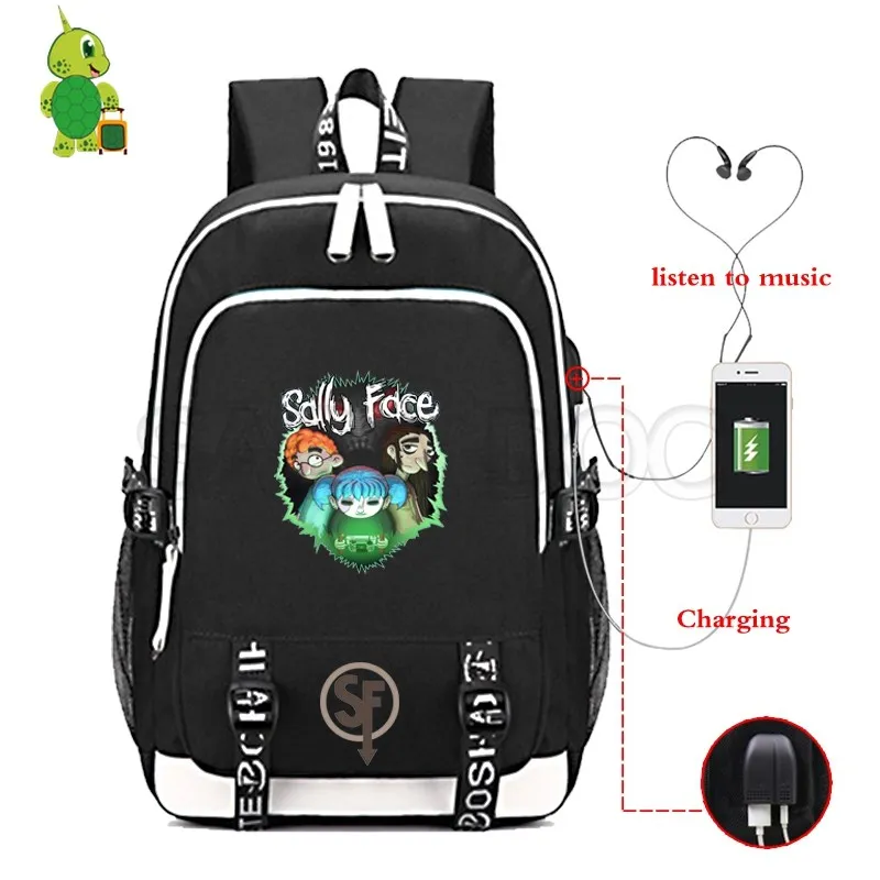 Sally Face Multifunction Backpack women men Laptop Backpack Teenagers ...