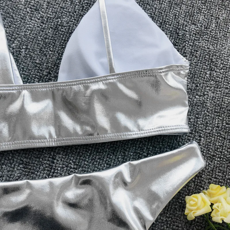 Metallic Color Sexy Bikini Set Swimwear Women Strap Swimsuit Biquini ...