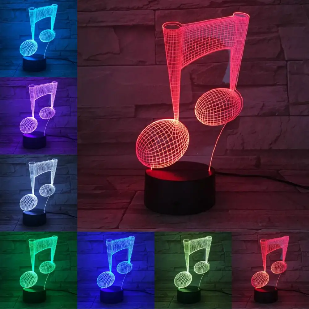 Night Light Musical Note 3D Lamp Sleeping Lights 2019 Kids Birthday ...