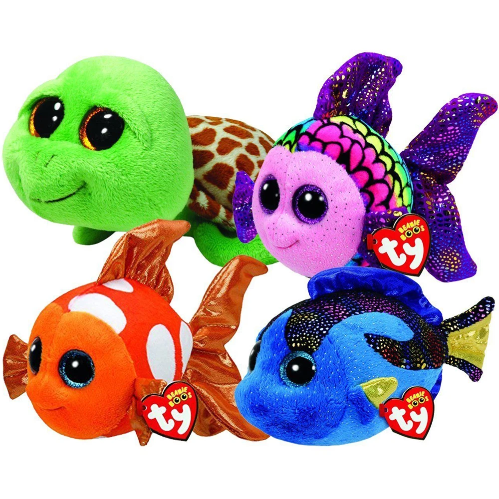 Pyoopeo Ty Beanie Boos 6" 15cm Ocean Bundle Sami Clownfish Flippy ...