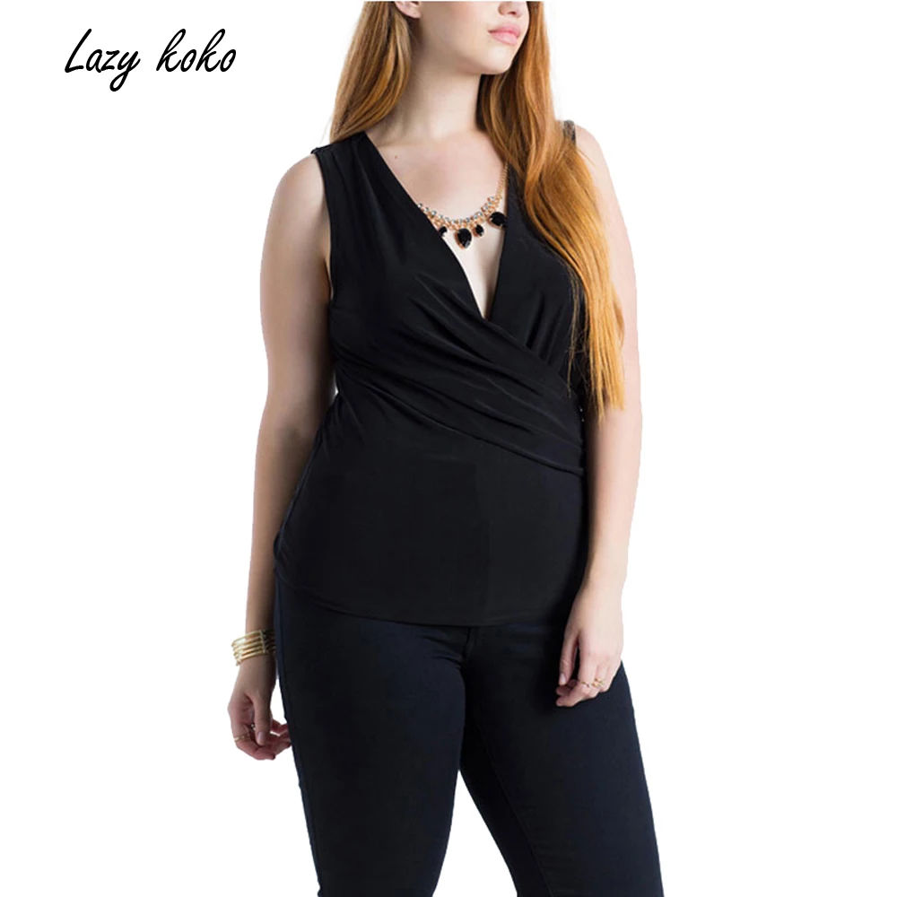 Lazy KoKo Plus Size Women Clothing Solid Casual Sleeveless Tank Summer ...