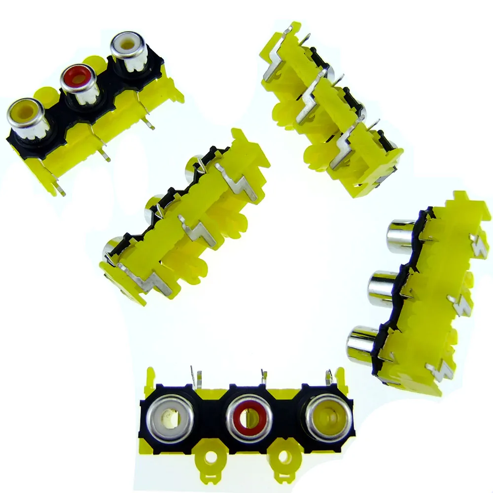 5pcs-New-AV3-RCA-Female-Pin-Jack-Audio-Video-AV-Socket-Connector-Pitch ...