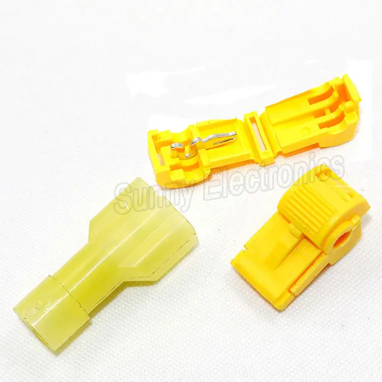 100x Yellow 12-10 Awg T-taps & Male Wire Connectors Splice Electrical ...