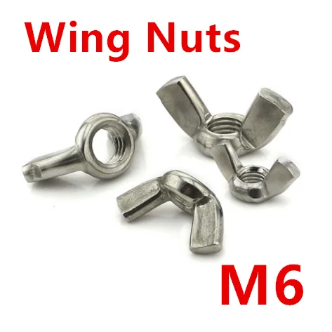 50 pieces 304 Stainless steel Wing Nuts Butterfly Nuts M6 Metic ...