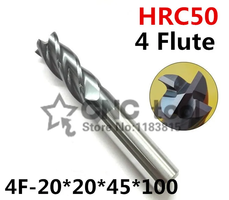 4f 20*20*45*100,hrc50,material Carbide Square Flatted End Mill four 4 ...