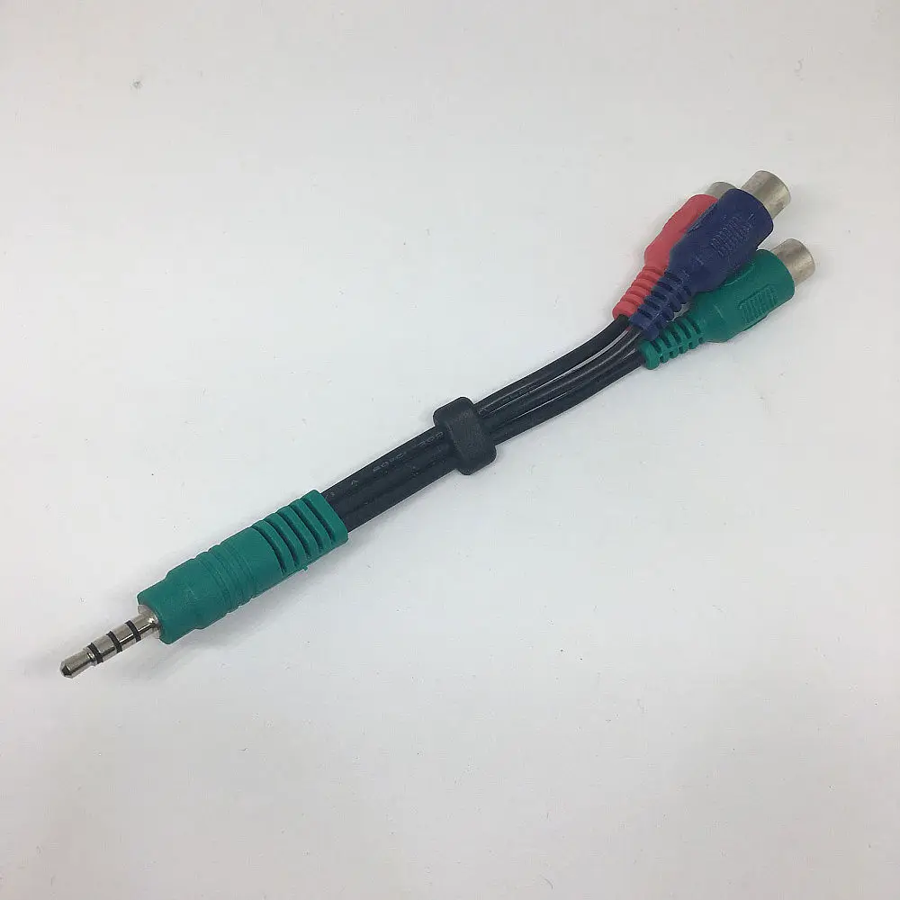 3.5mm Male to 3 Ypbpr Female Stereo Audio TV AV DV Video Adapter Cable ...