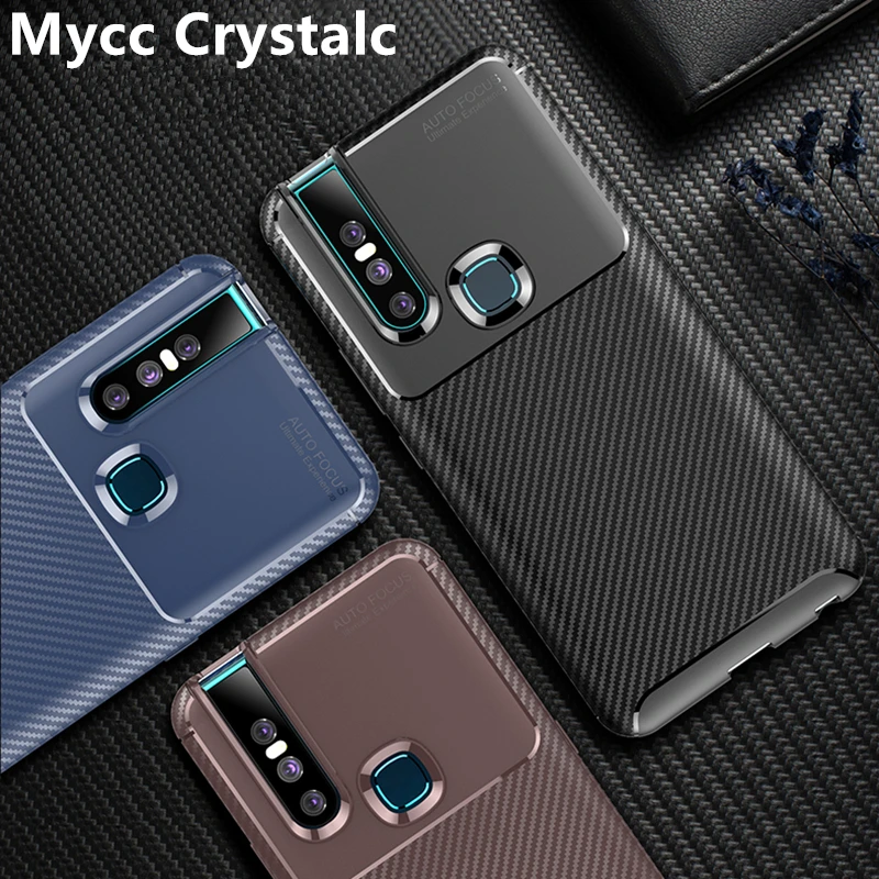 Carbon Fiber Shockproof TPU Back Cover for Vivo S1 Case V1831A V1831T ...