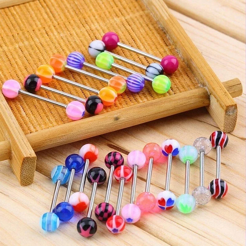 20pcs The New Individuality Madam Stainless Steel Tongue Pin Puncture ...