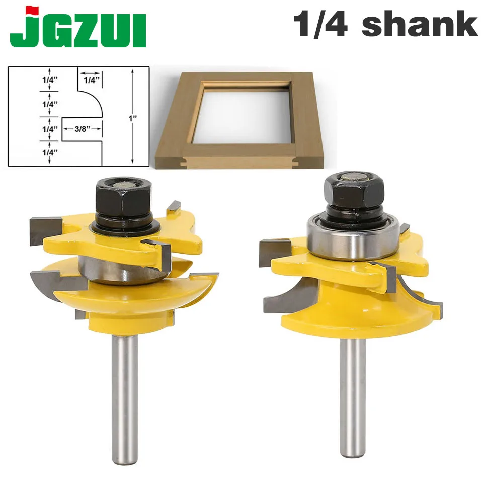 2 Bit Rail and Stile Router Bit Set 1/4" Shank door knife Woodworking ...