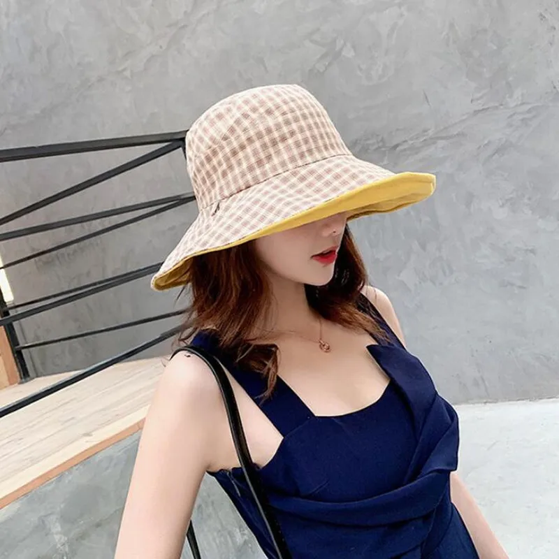 Embroidery Double-sided Fisherman Hat Female Summer Sunscreen Hats ...