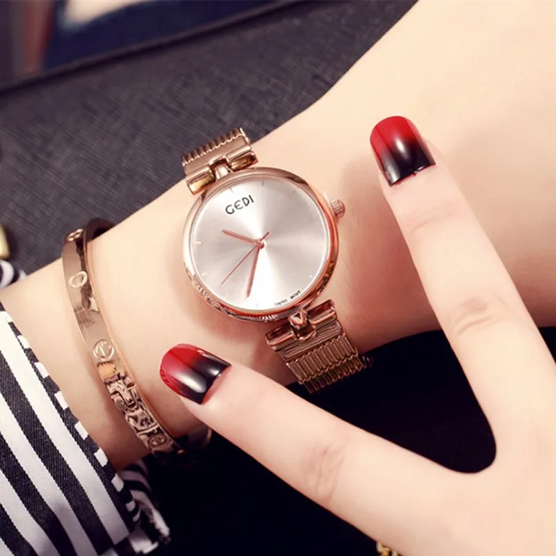 GEDI Fashion Watches Women Luxury Brand Rose Gold Stainless Steel ...