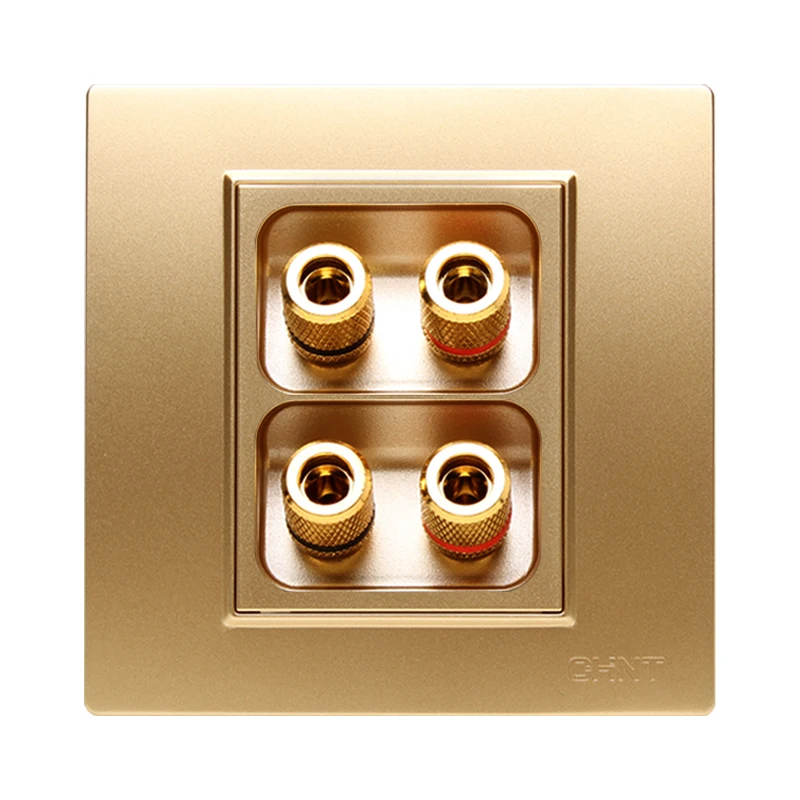 Golden Color Hifi Audio 86mm Socket With 4 Slots Wall Panel Quality For ...