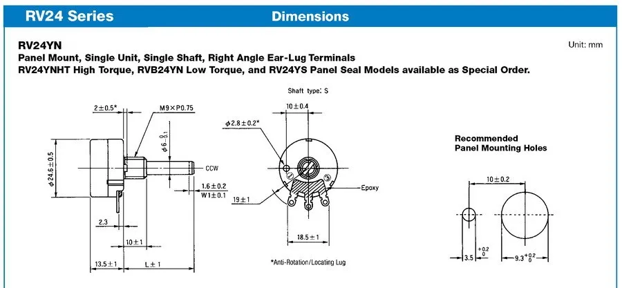 RV24YN 20 S B501 TOCOS Космос 500 Ом промышленный Панель управления ...