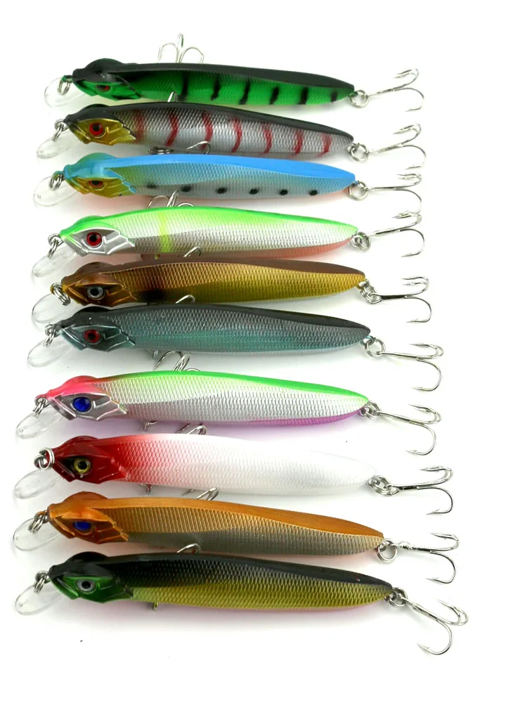 Minnow Bass Fishing Lures 10mm Salt water Fresh water 3D plastic Minnow ...