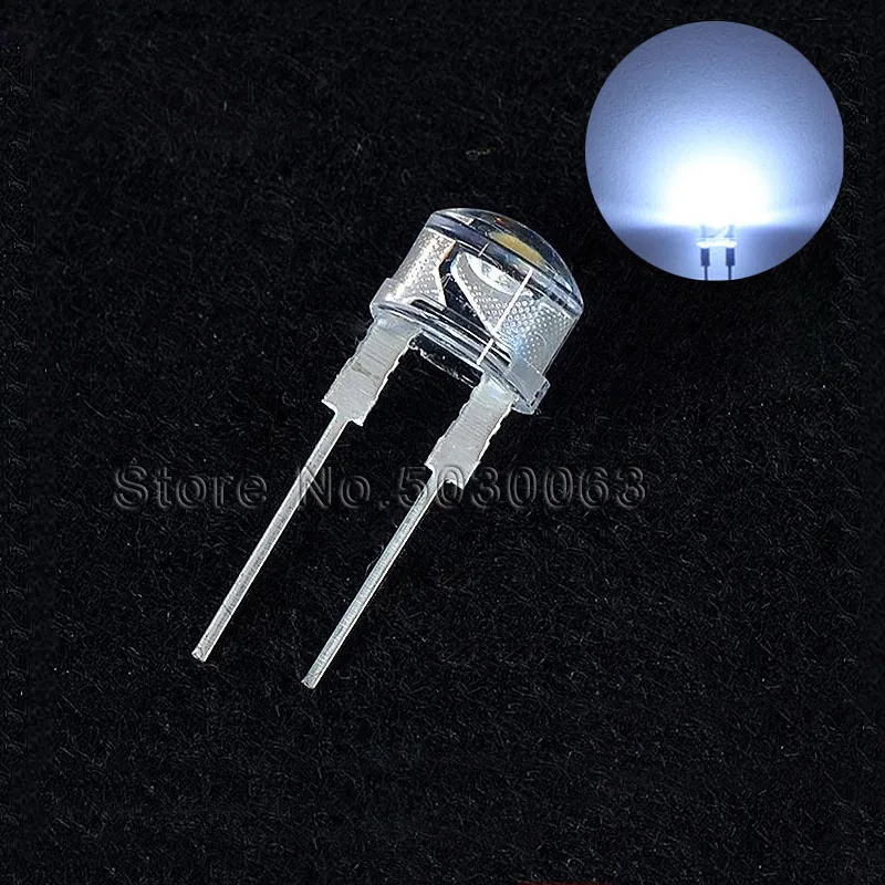50pcs/lot 8mm 0.5w Straw Hat White Led Light Emitting Diode Bright F8 ...