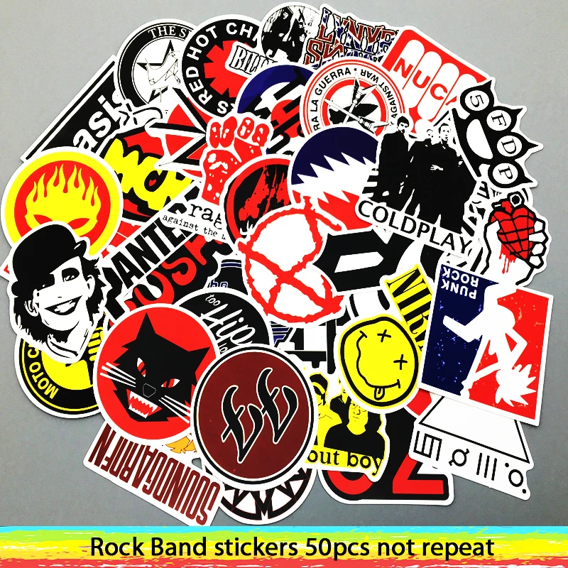 50 Pcs Punk Rock Band Stickers for Laptop Guitar Skateboard Decoration ...