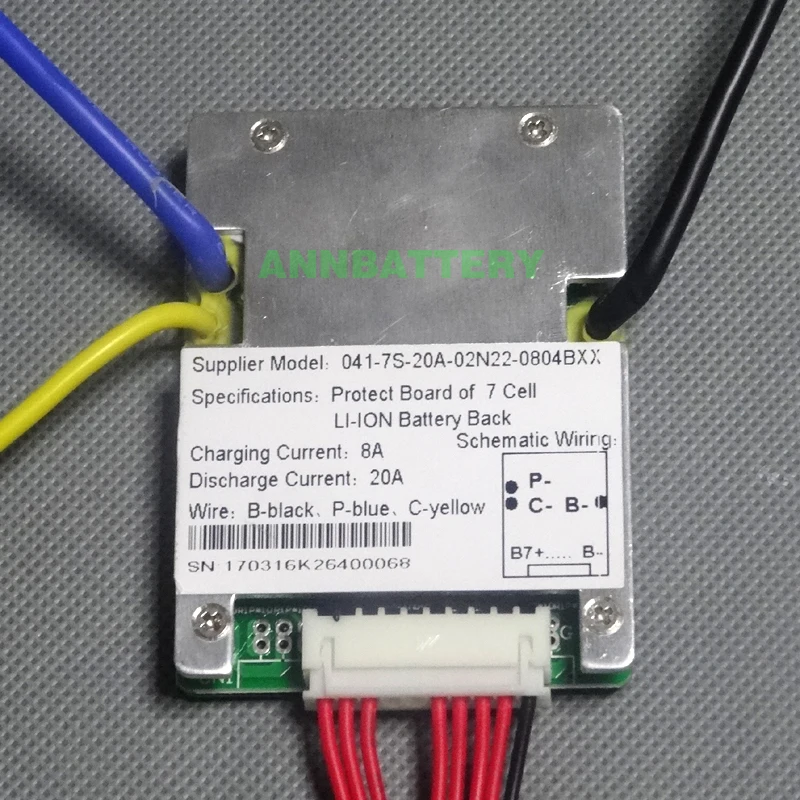 7S 24V (29.4V) lithium ion battery BMS 20A continuous discharge current ...