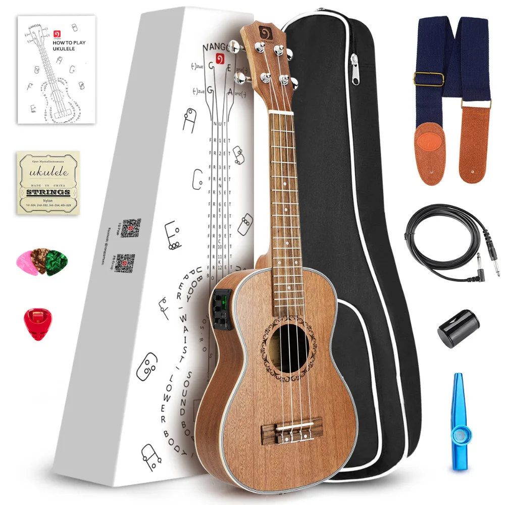 Mini Guitar Ukulele Soprano 21 Mahogany Acoustic Electric Guitalele, 3 ...