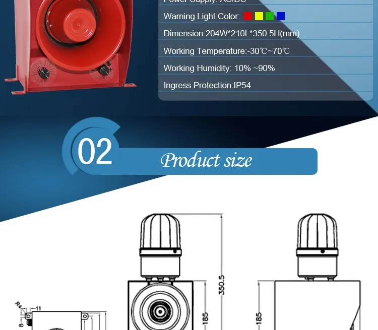 TGSG-07 звук и светильник сирена используется в кран/козловые краны/мостовые краны/порт/Пирс со ...