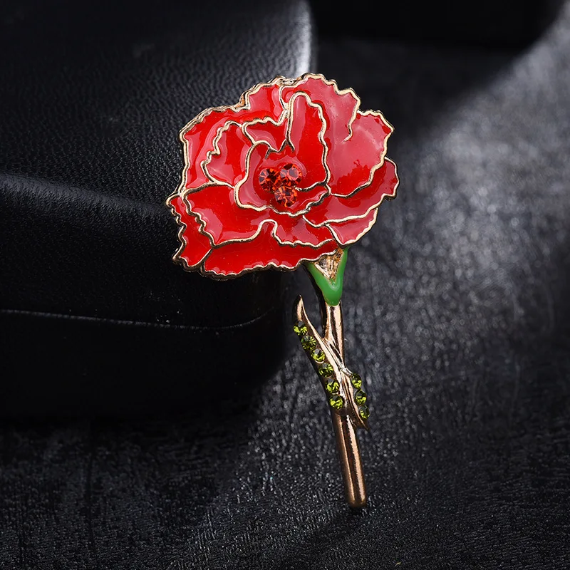 Buy Carnation Flower Red Enamel Pins And Brooches For