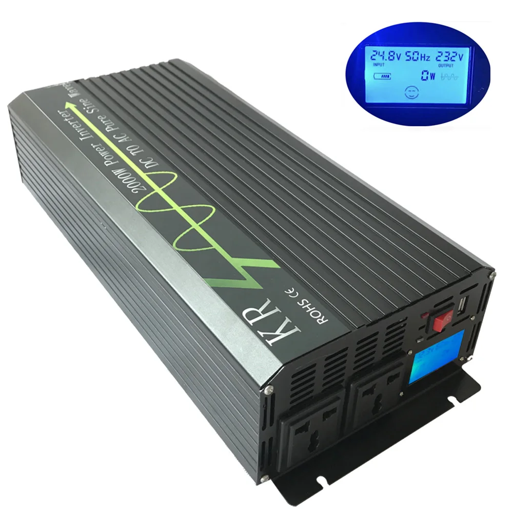 2000W Power Inverter Peak 4000W Pure Sine Wave 12V/24V/48V to 120V/220V ...