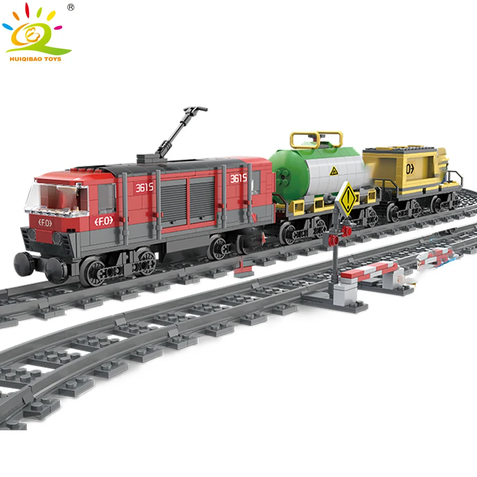 845pcs City Cargo Train Track Rail Building Blocks City railway Friend ...