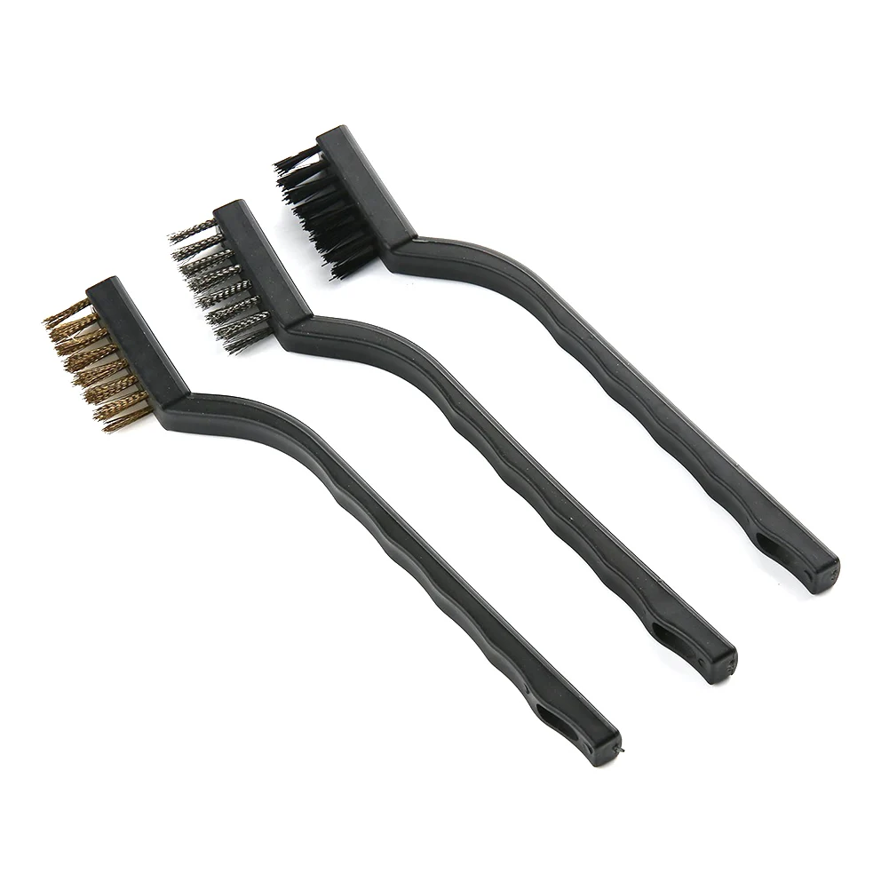 Small Wire Brush 3-Piece Mini Wire Brush Set - Nylon, Brass & Stainless ...
