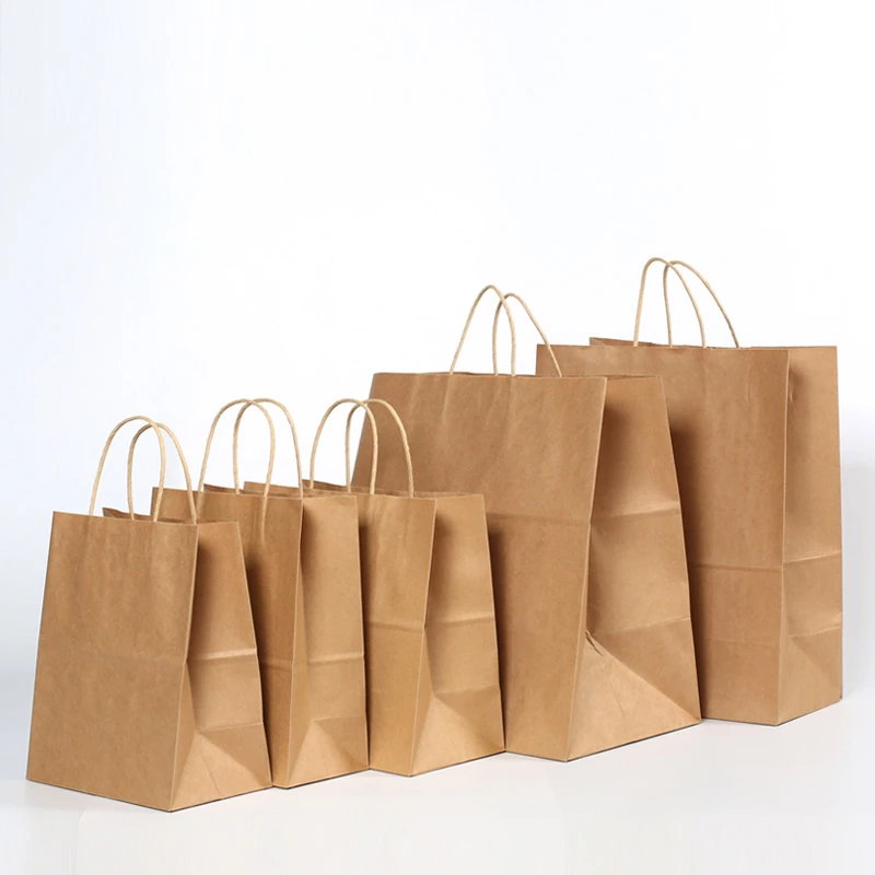 500 Pcs 3 ukuran Brown kraft paper bag dengan menangani pakaian Roti ...