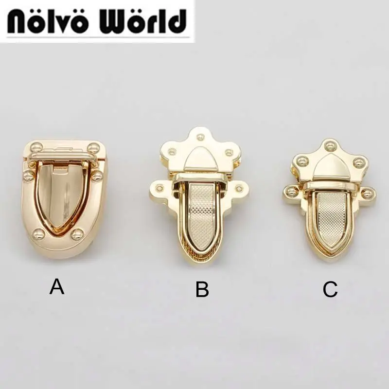 3 LOCKS high quality DIY bags light gold color press lock handbag ...