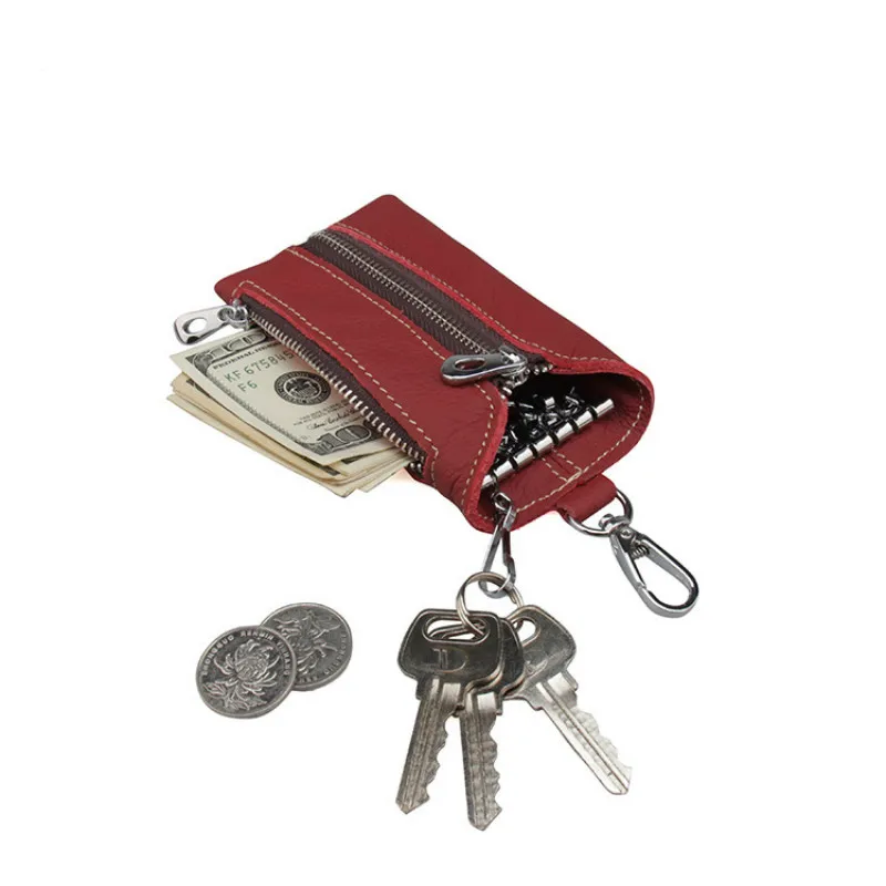 2018 Vintage Real Genuine Leather Key Wallet Women chain Covers Zipper ...