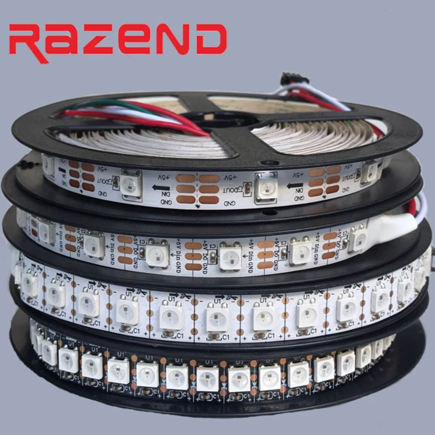 Led Strip WS2812B Individually Addressable 5v DC 5050 30/60/74/96/144leds/m WS2811 IC waterproof ...