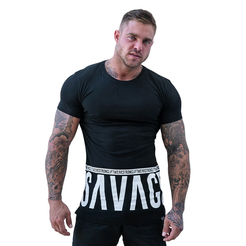 New Mens Summer gyms Fitness bodybuilding t Shirt Crossfit Muscle male ...