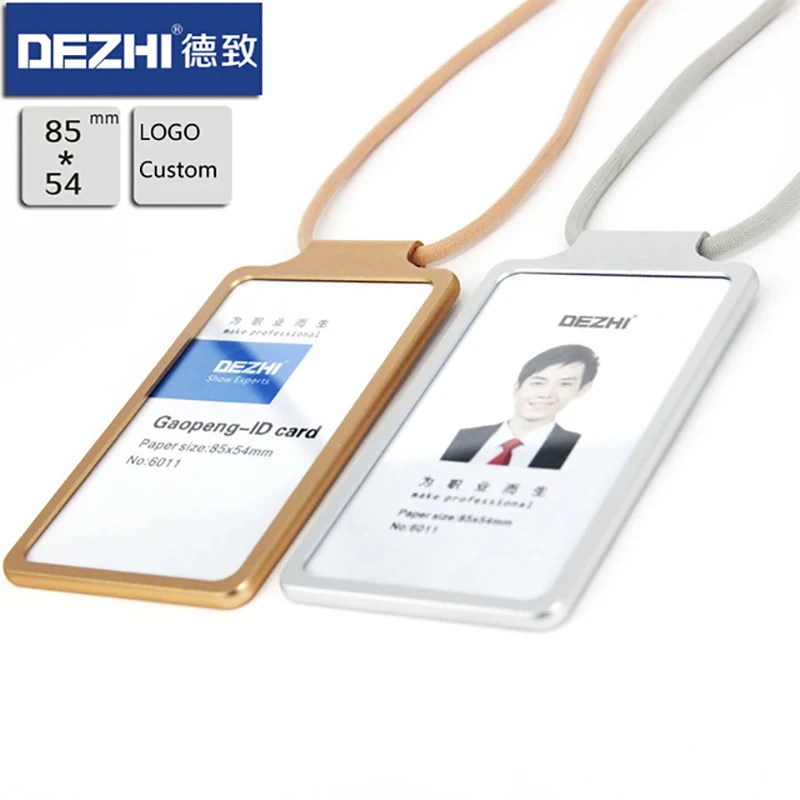 6011 Simple Metal ID card Badge Holders with safety lanyard and ...