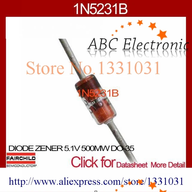 1N5231B DIODE ZENER 5.1V 500MW DO 35 1N5231B 5231 1N5231 5231B N5231|zener diod|zener 5vzener ...